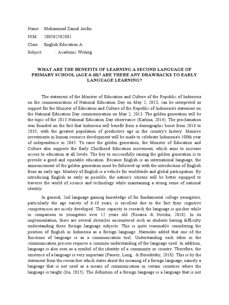 What Are The Benefits of Learning A Second Language of Primary School ...