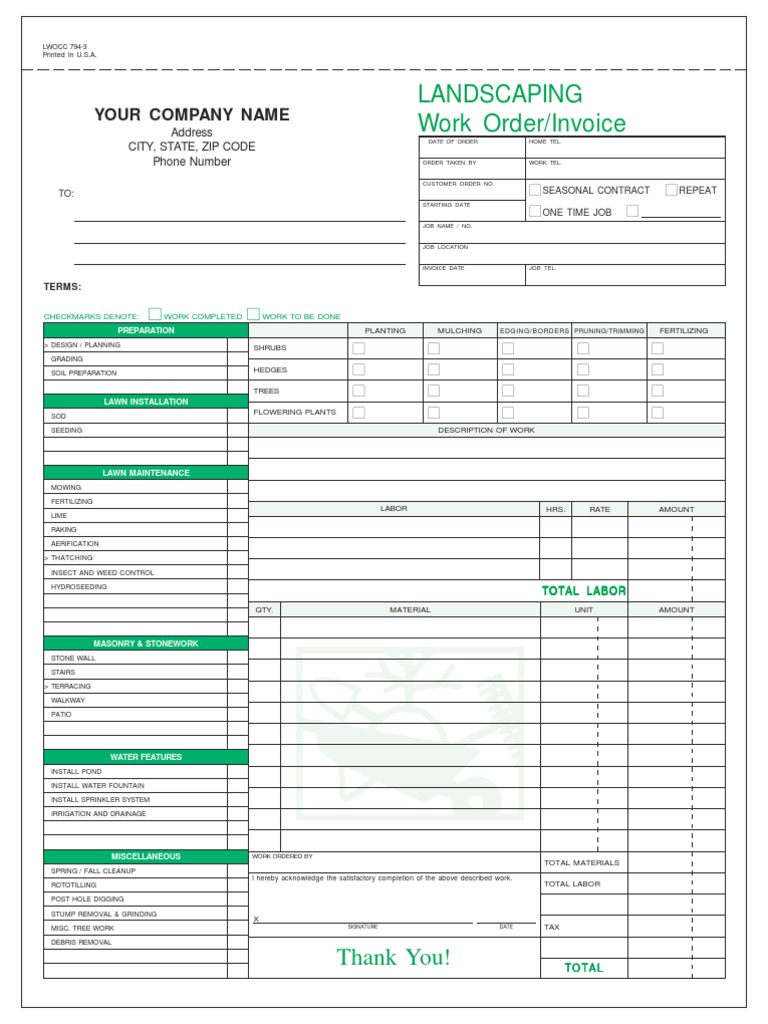 Landscaping Invoice Template | PDF | Outdoor Recreation | Plants