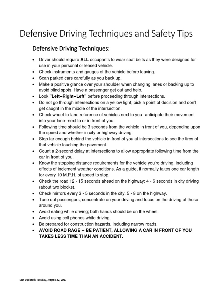 Defensive Driving Techniques and Safety Tips | PDF | Traffic Collision ...