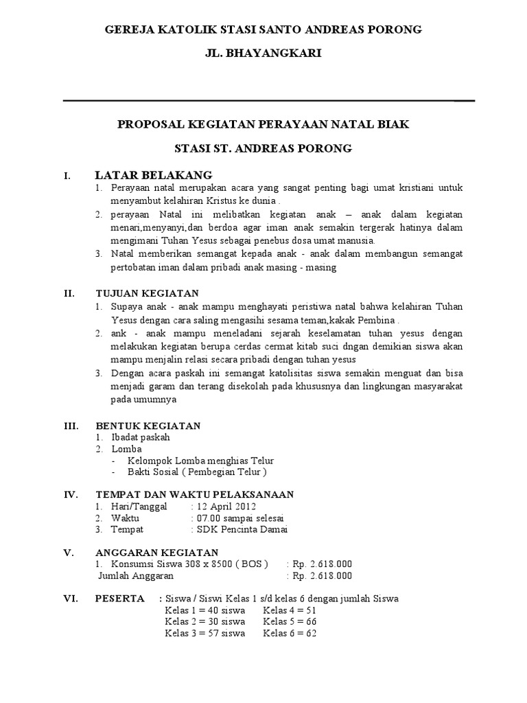Proposal Natal Biak Stasi | PDF