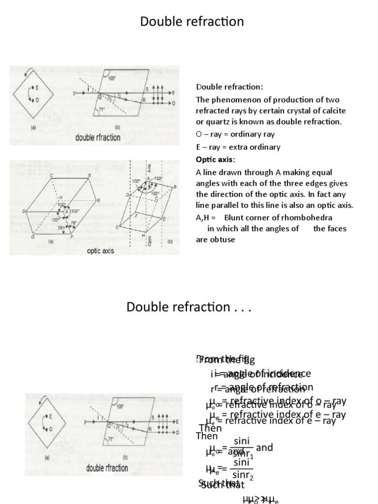 Double Refraction: Optic Axis | PDF