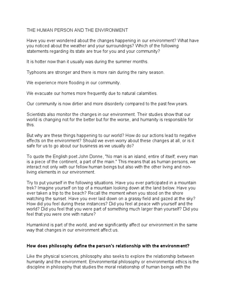Lesson 4 The Human Person and The Environment | PDF | Environmentalism ...