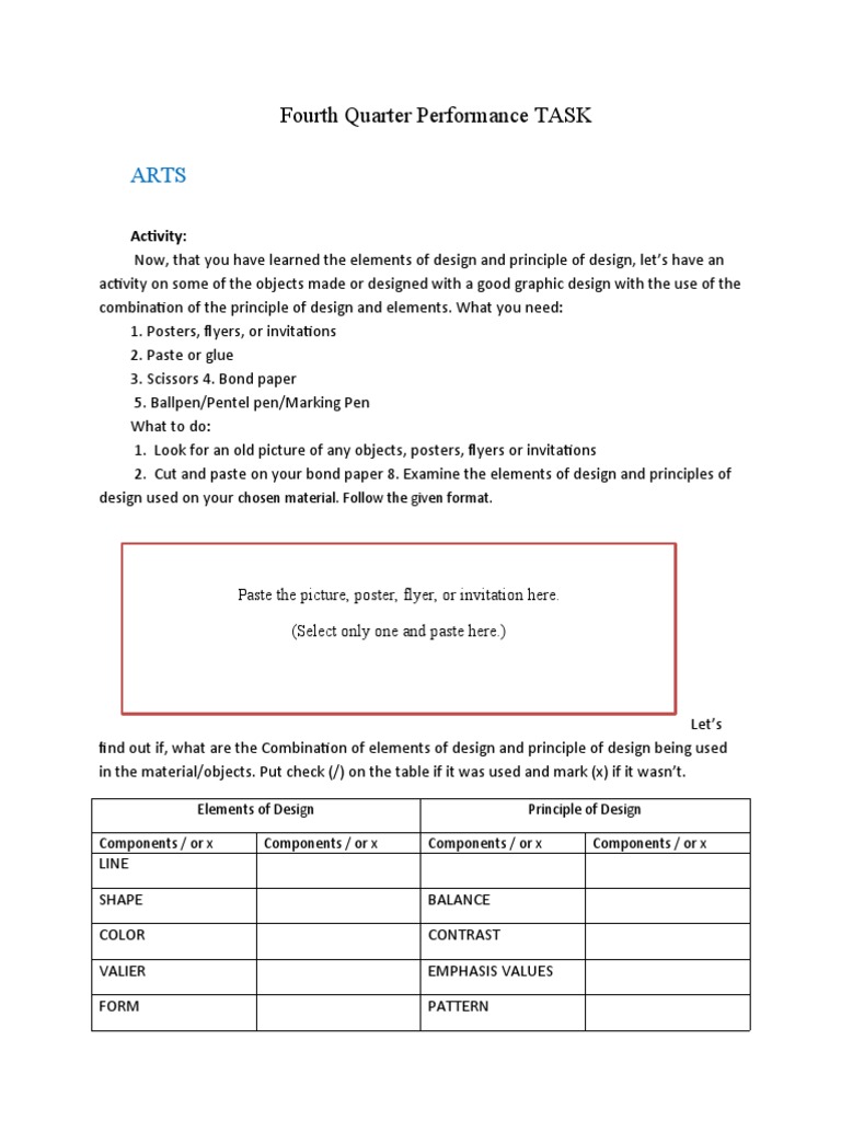 Fourth Quarter Performance Task Guide | PDF | Teaching Methods ...