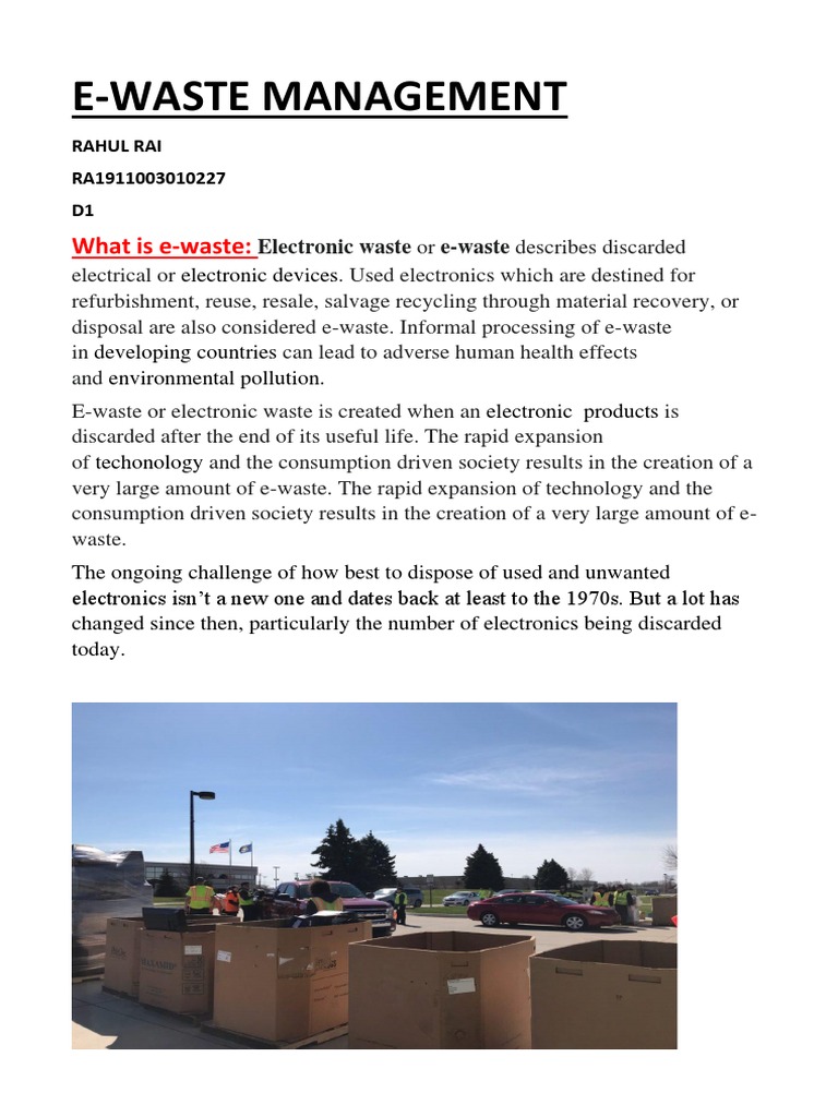 E-Waste Assignment | PDF | Electronic Waste | Recycling