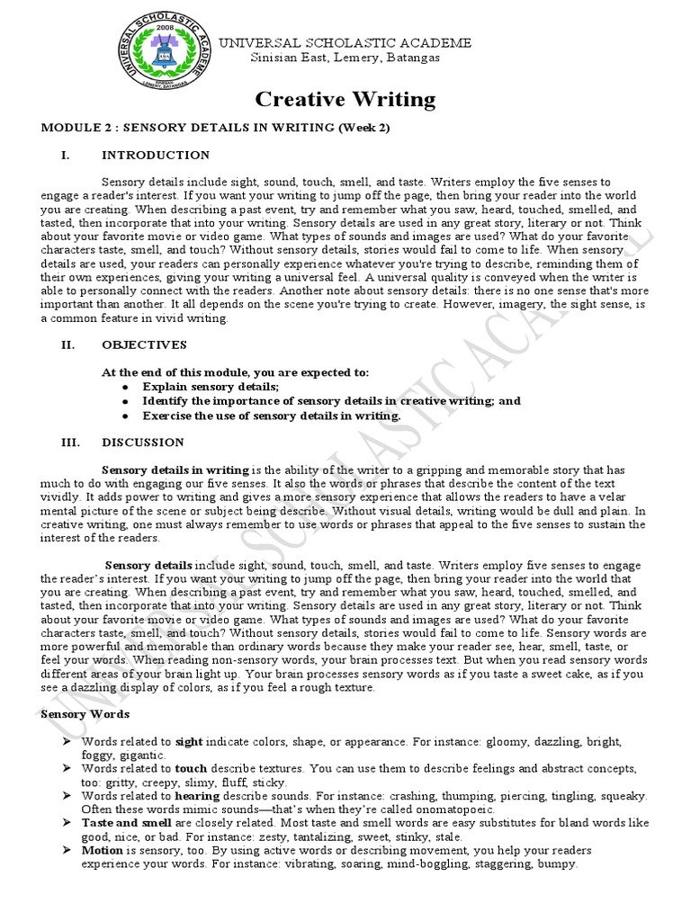 Module 2 Sensory Details | PDF | Perception | Senses