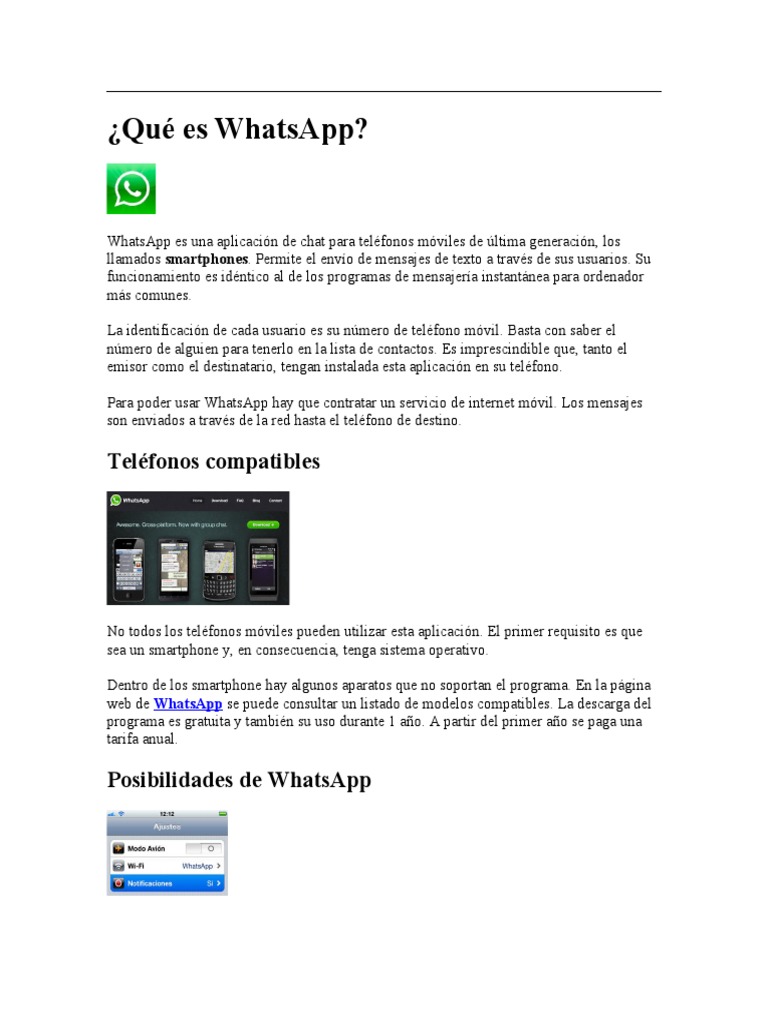 Definición y uso de WhatsApp | PDF | Mensajería instantánea | Software