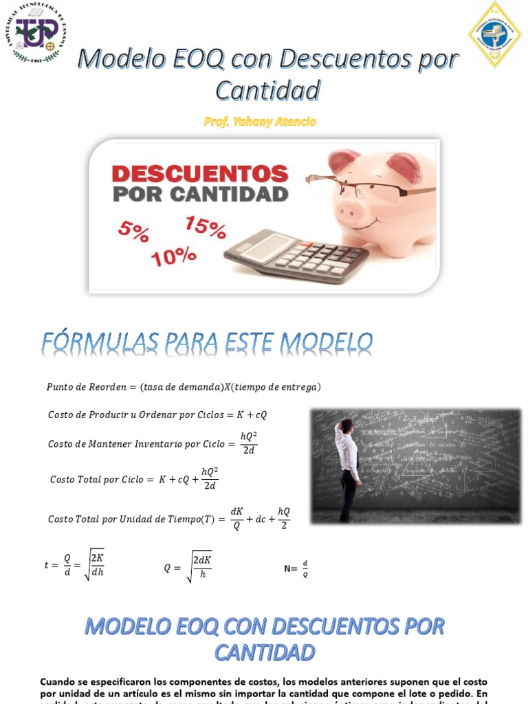 Clase 5 - Modelo Eoq Con Descuentos Por Cantidad (Otros Ejemplos) | PDF | Economias
