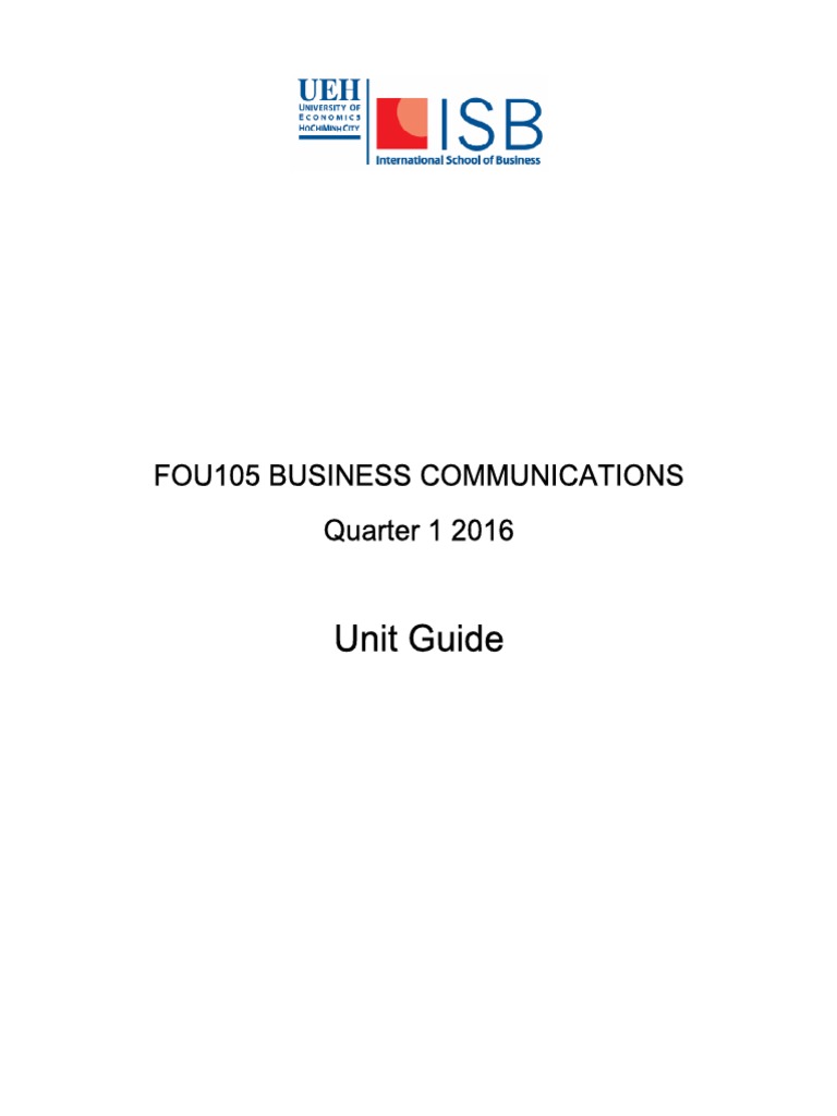 Unit Guide: Fou105 Business Communications Quarter 1 2016 | PDF | Test ...