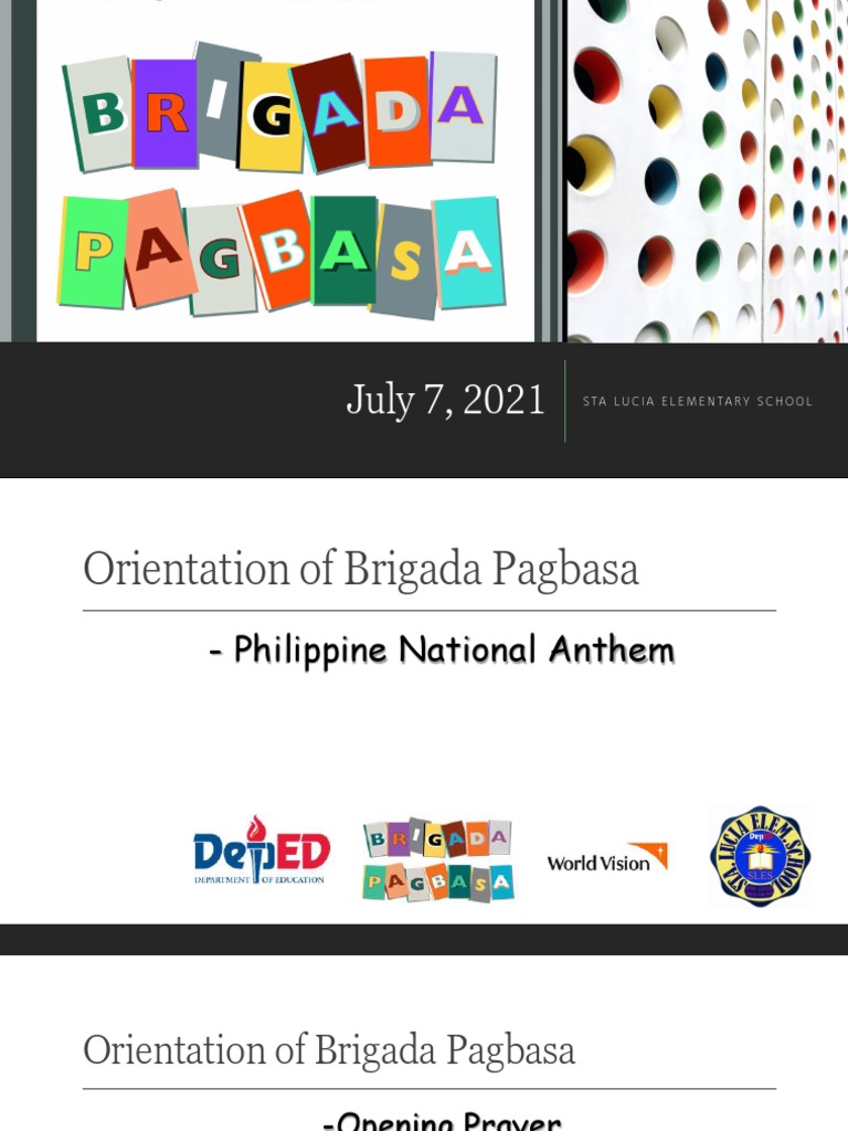 Brigada Pagbasa Orientation | PDF | Volunteering | Literacy