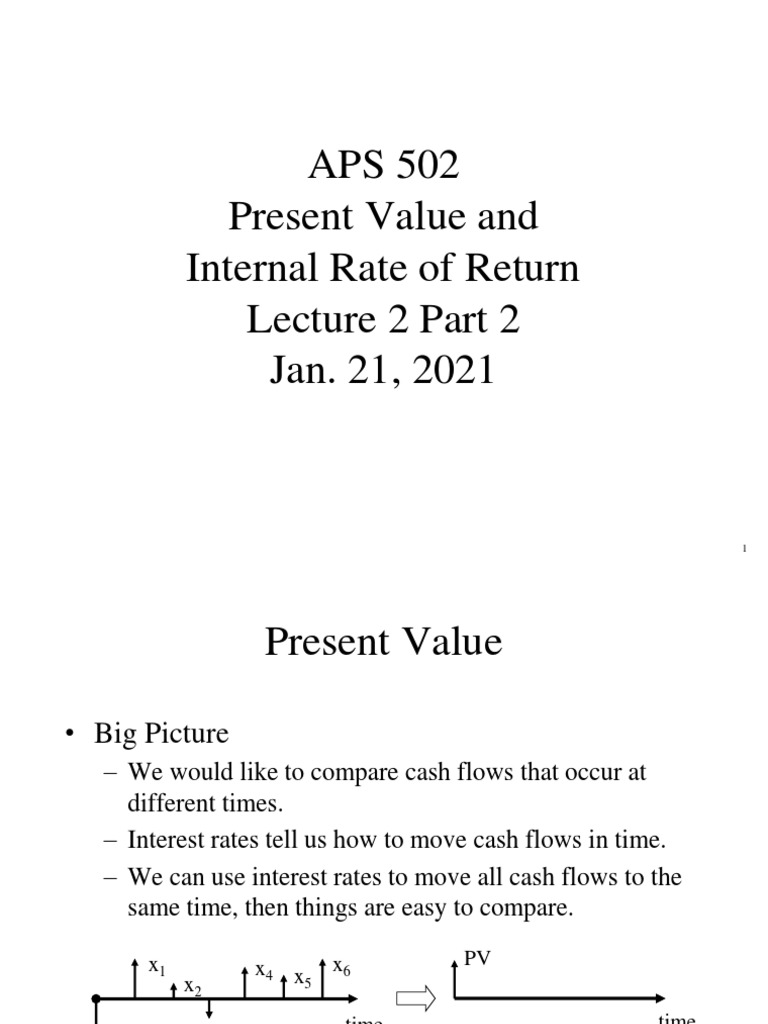 APS 502 Present Value IRR Slides Jan 21 | PDF | Net Present Value ...