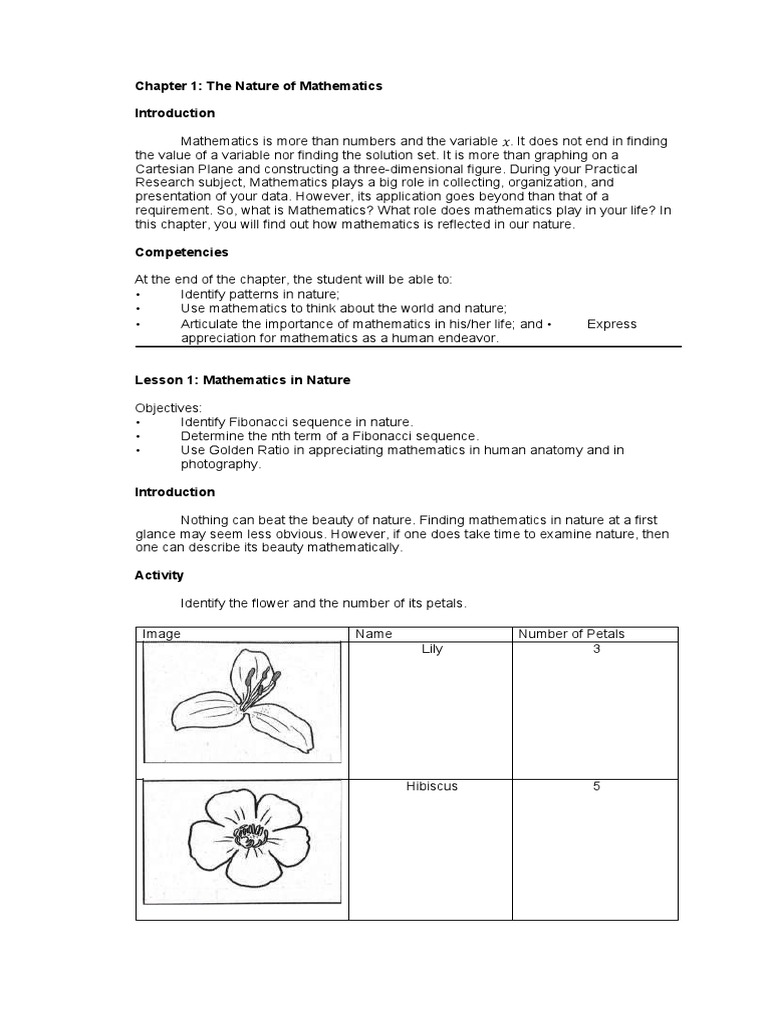 MMW@Lesson 1-Mathematics in Nature Jboy | PDF | Sequence | Mathematics