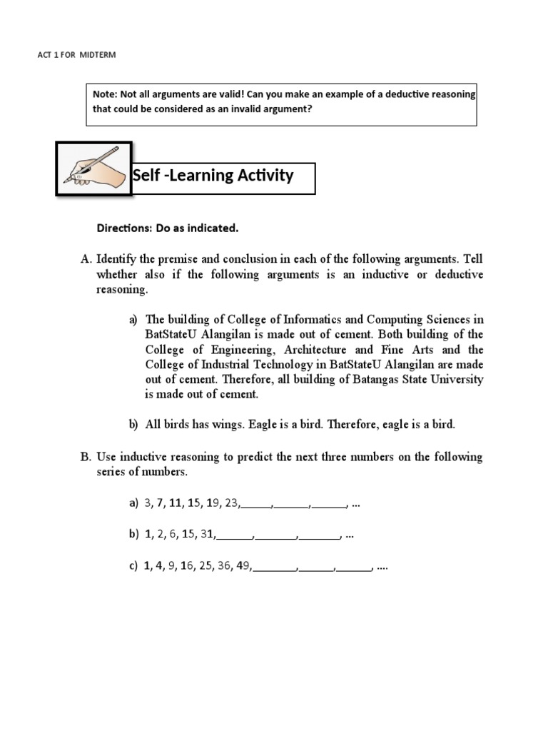 Self - Learning Activity: Directions: Do As Indicated | PDF Self - Learning Activity: Directions: Do As Indicated | PDF