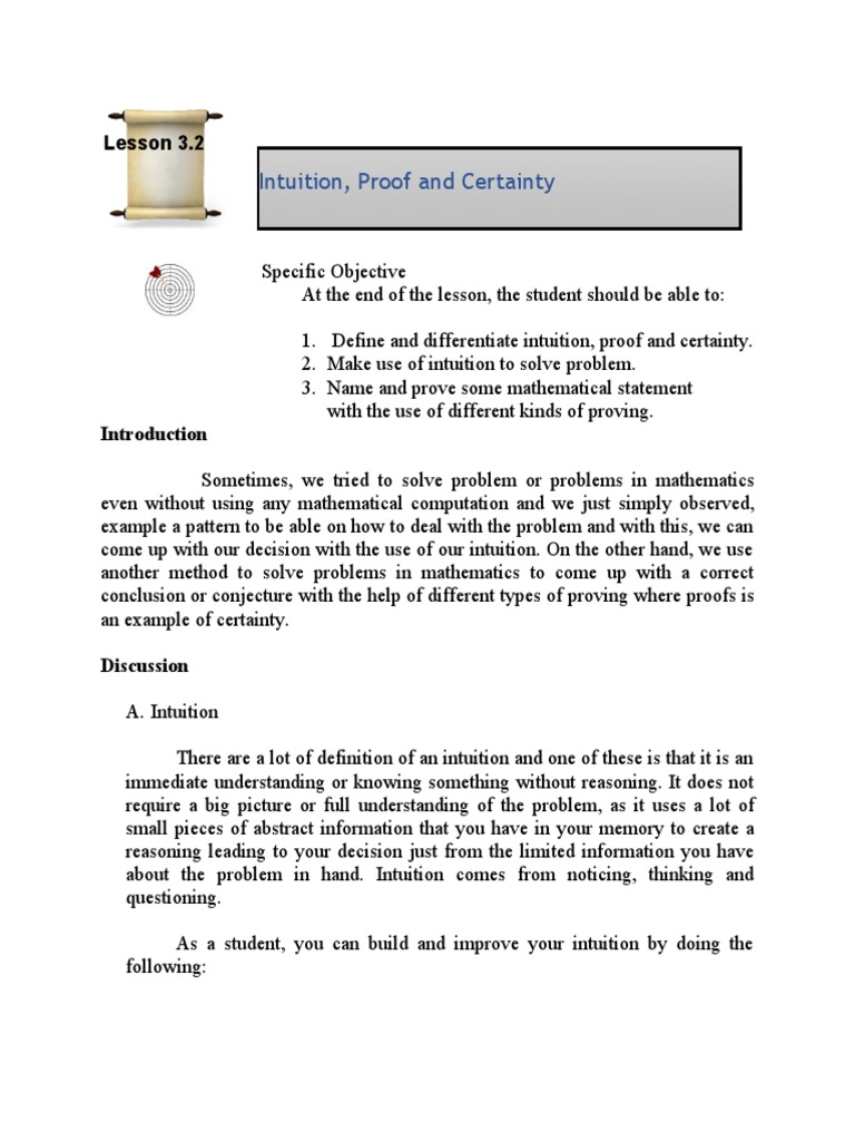 Intuition, Proof and Certainty | PDF | Theorem | Mathematical Proof