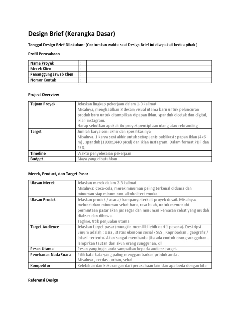 Contoh Form Design Brief | PDF | Bisnis