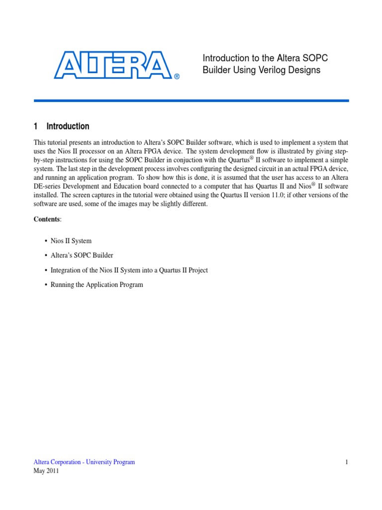 Introduction To The Altera SOPC Builder | PDF | Field Programmable Gate Array | Input/Output