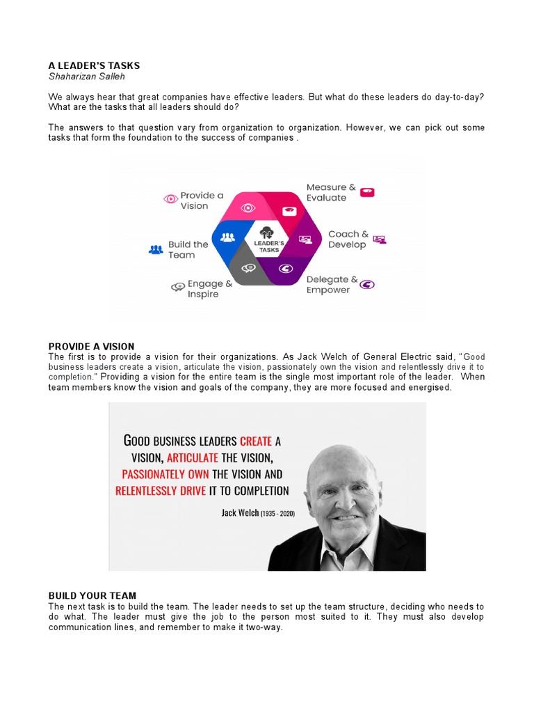 A Leader Tasks | PDF | Business