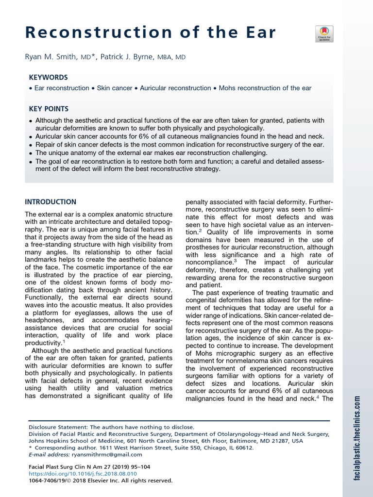 Reconstruction of The Ear | PDF | Ear | Surgery