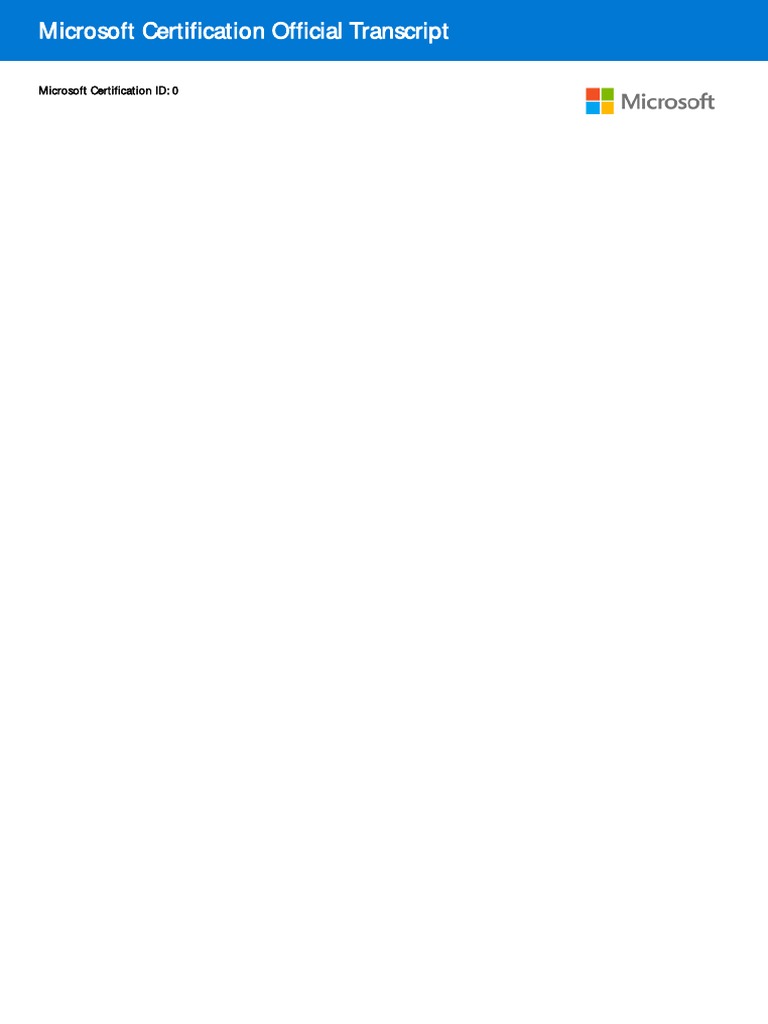 Microsoft Certified Professional Transcript | PDF