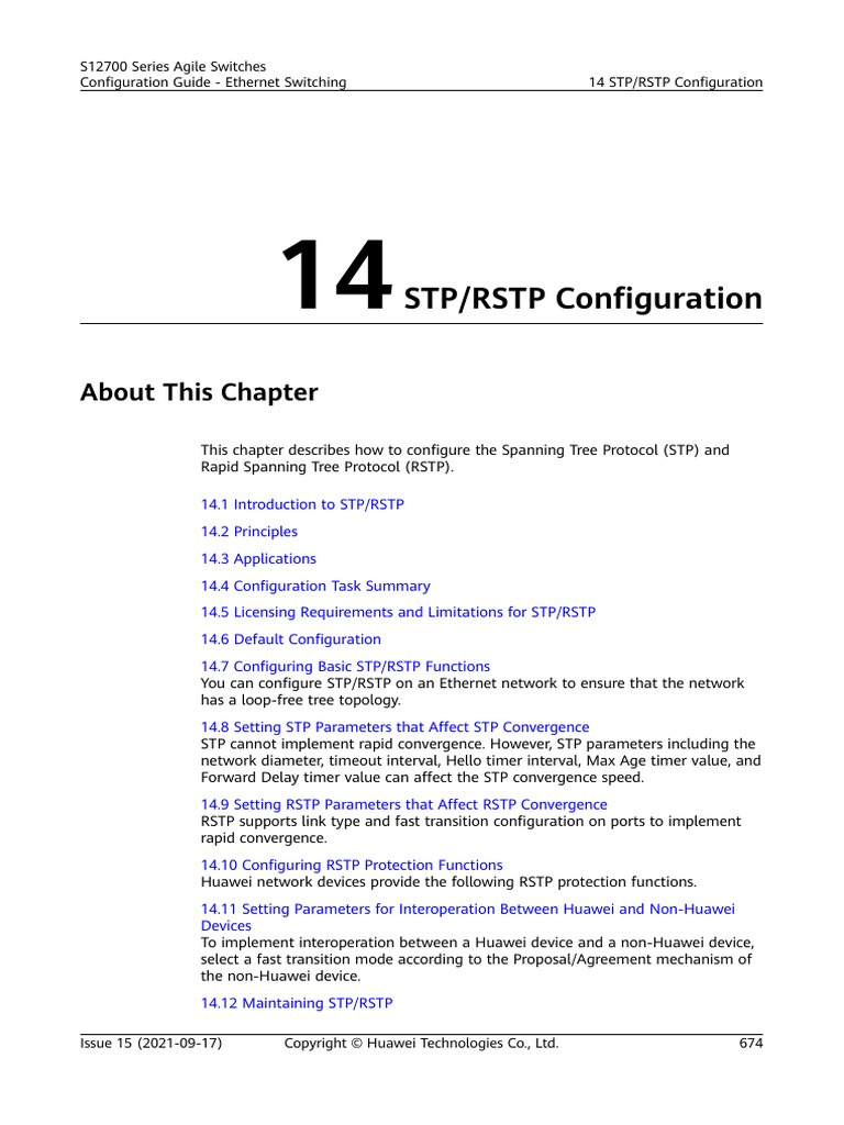 01-14 STP RSTP Configuration | PDF | Computer Network | Network Switch