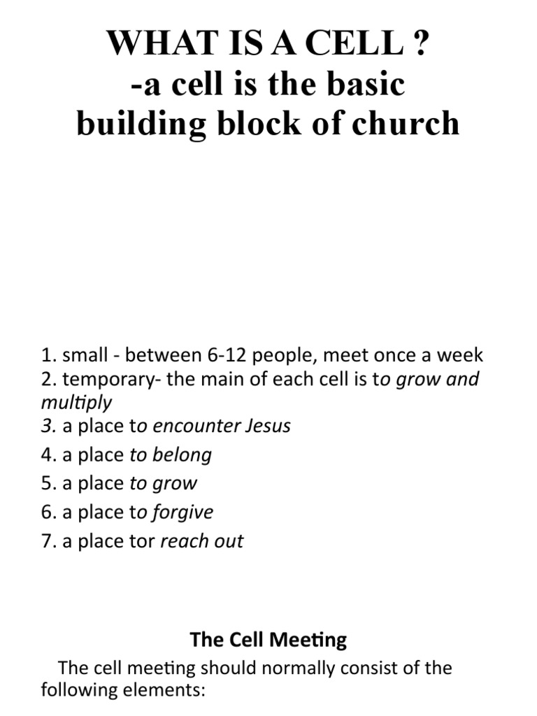 Cell Training What Is A Cell | PDF | Theology | Religious Belief And ...