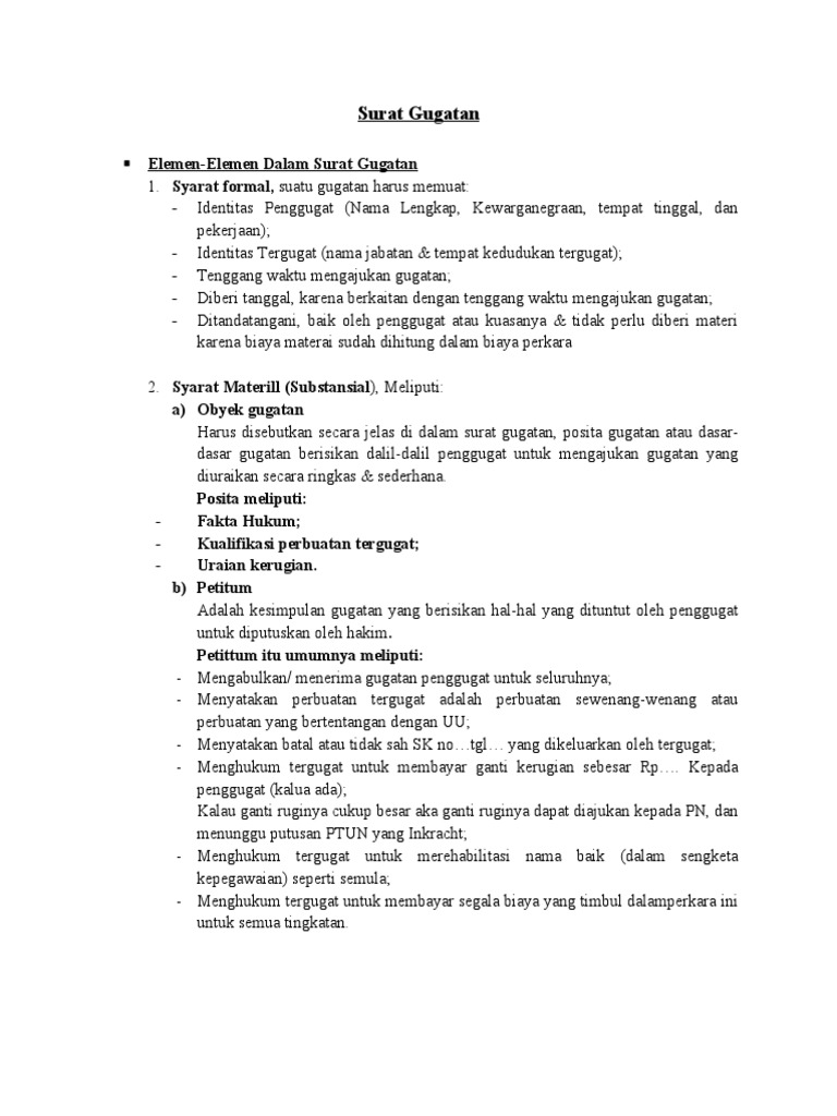 Surat Gugatan PTUN | PDF