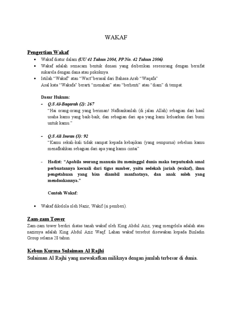 Pengertian dan Dasar Hukum Wakaf | PDF