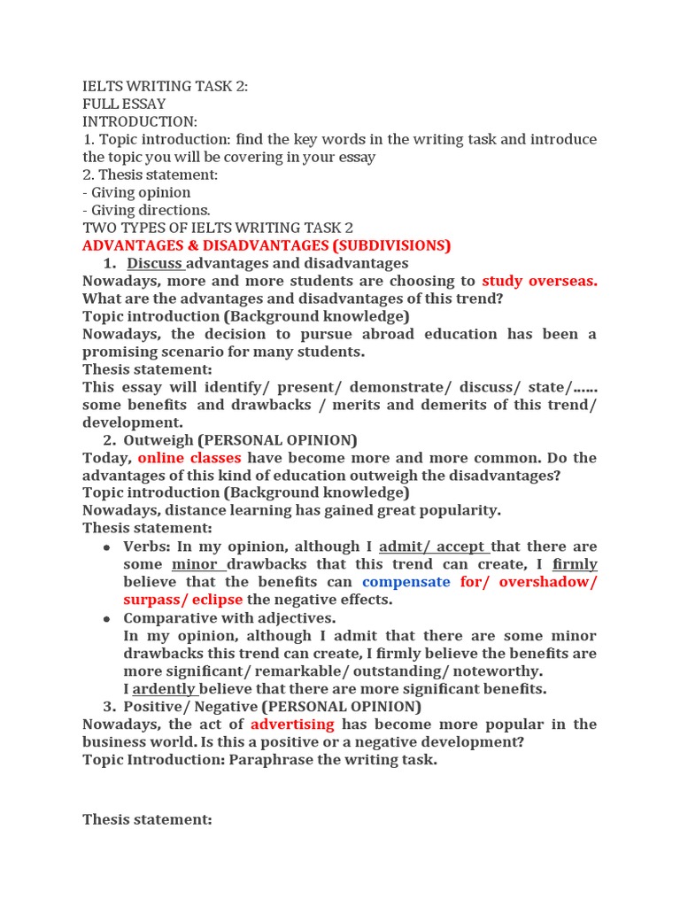 A Comprehensive Guide to IELTS Writing Task 2 Essay Structure | PDF ...