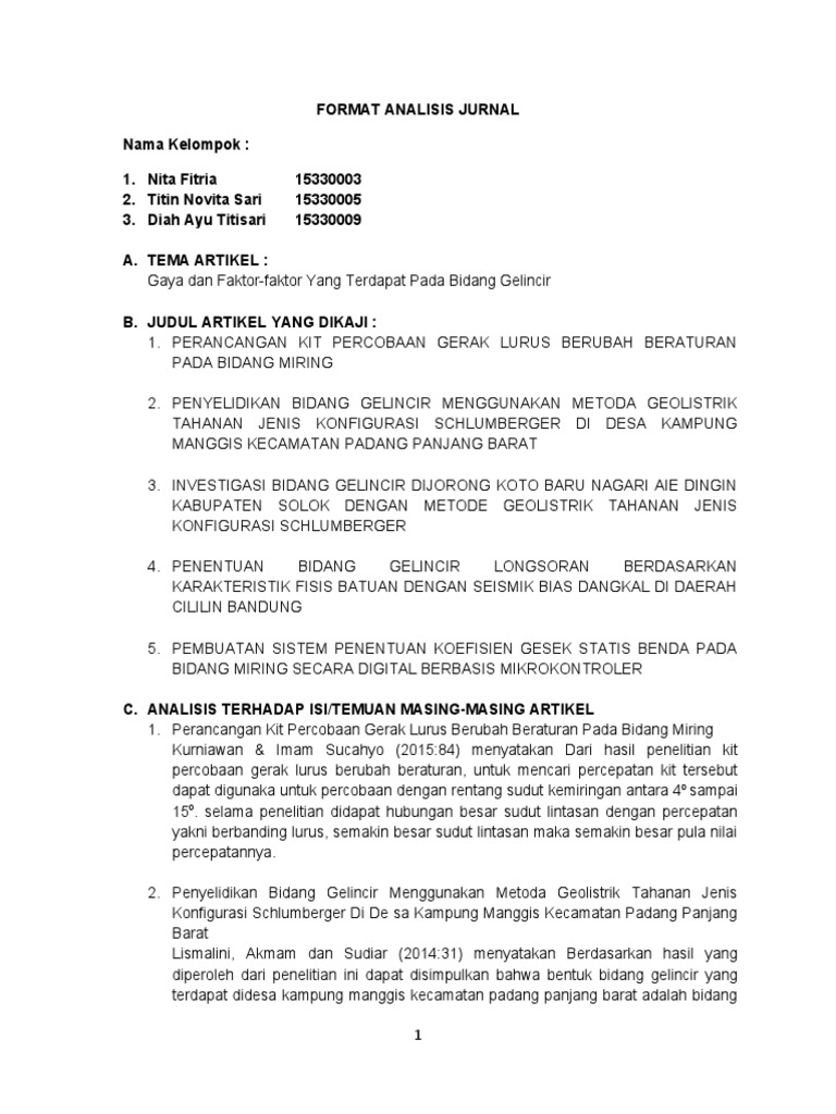 Format Analisis Artikel Dan Jurnal | PDF