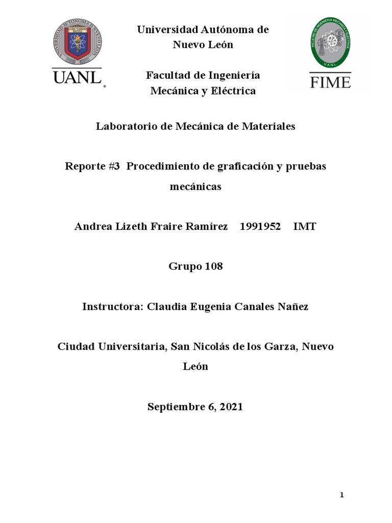 Reporte 3 Mec. Materiales | PDF | Mecanica clasica | Ciencia de los Materiales