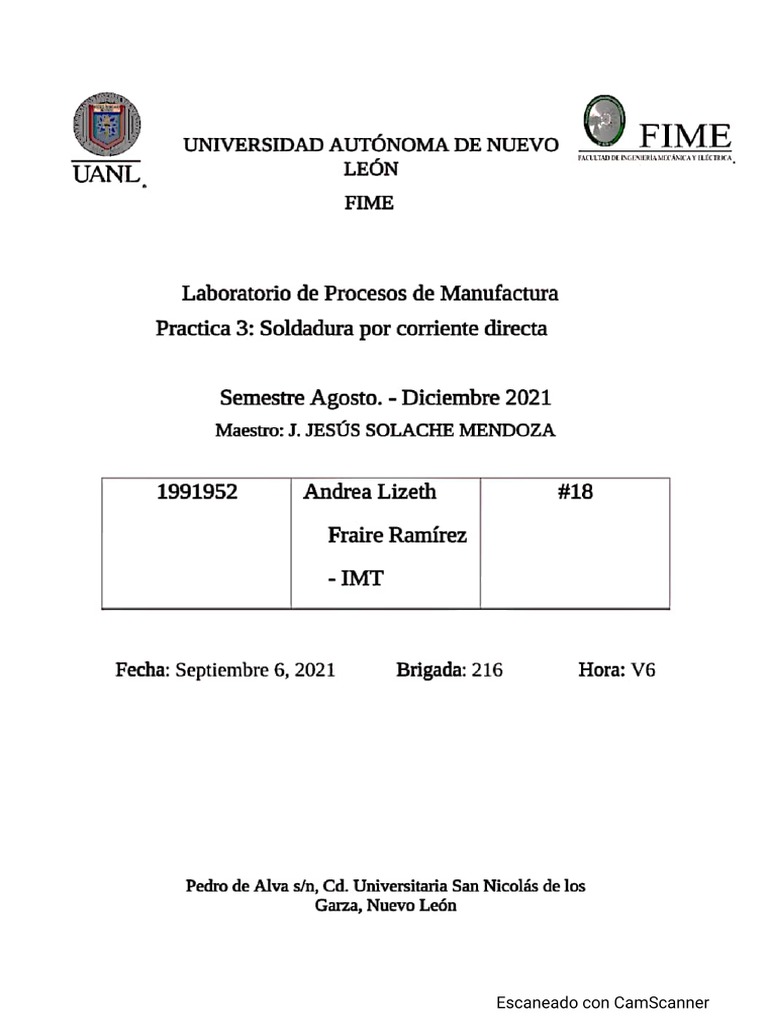 Práctica 3 Lab Procesos Manufactura | PDF