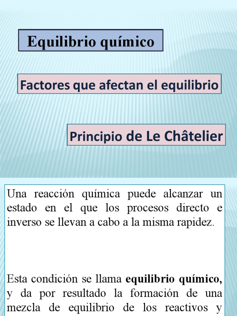 Le Chatelier 2021 | PDF | Equilibrio químico | Reacciones químicas