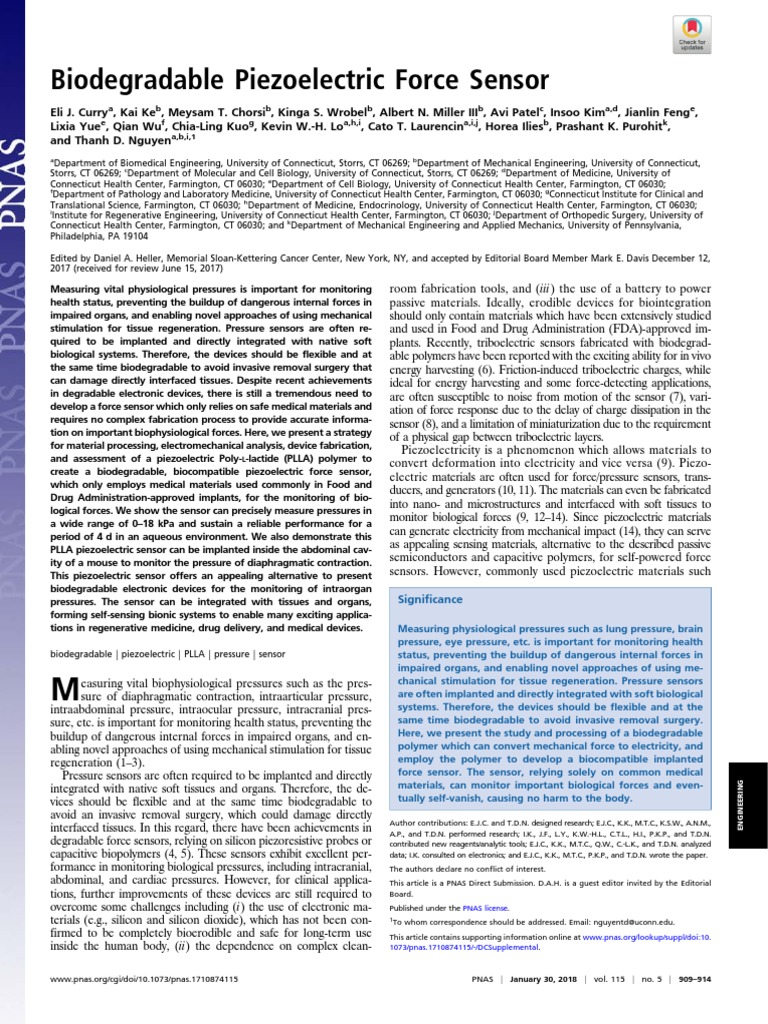 Piezoelectric Force Sensor | PDF | Piezoelectricity | Sensor
