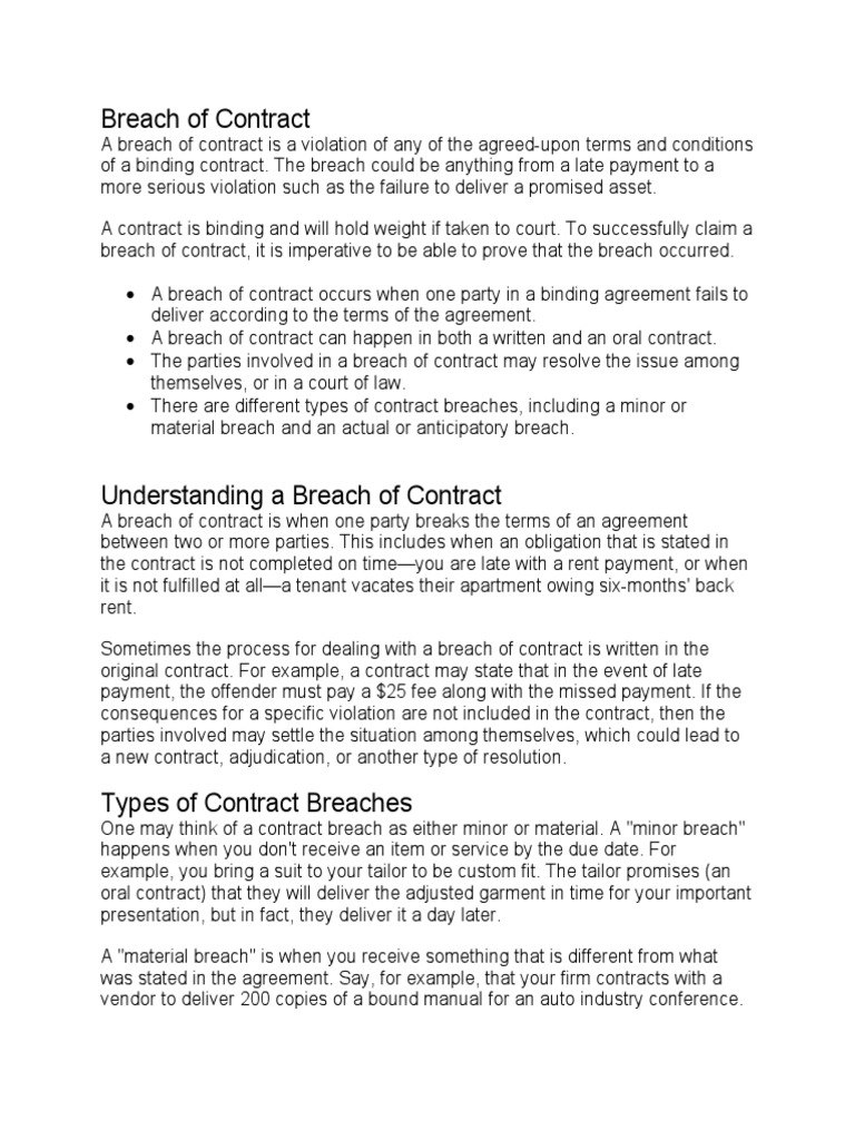 Breach of Contract | PDF | Breach Of Contract | Lawsuit
