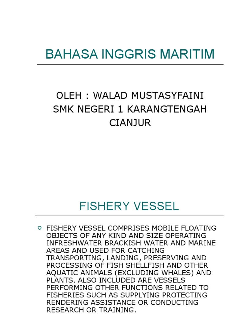 Maritime English for Fisheries Training | PDF