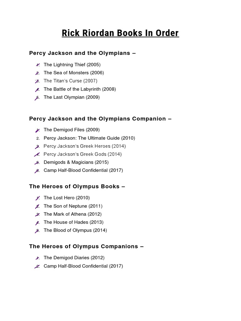 Rick Riordan Books: Complete Order Guide | PDF | Social Science