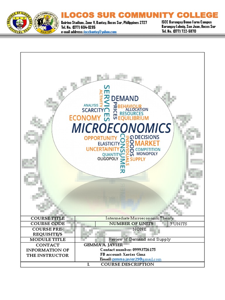 Intermediate Microeconomic Theory. W3 W4 | PDF | Demand | Price ...