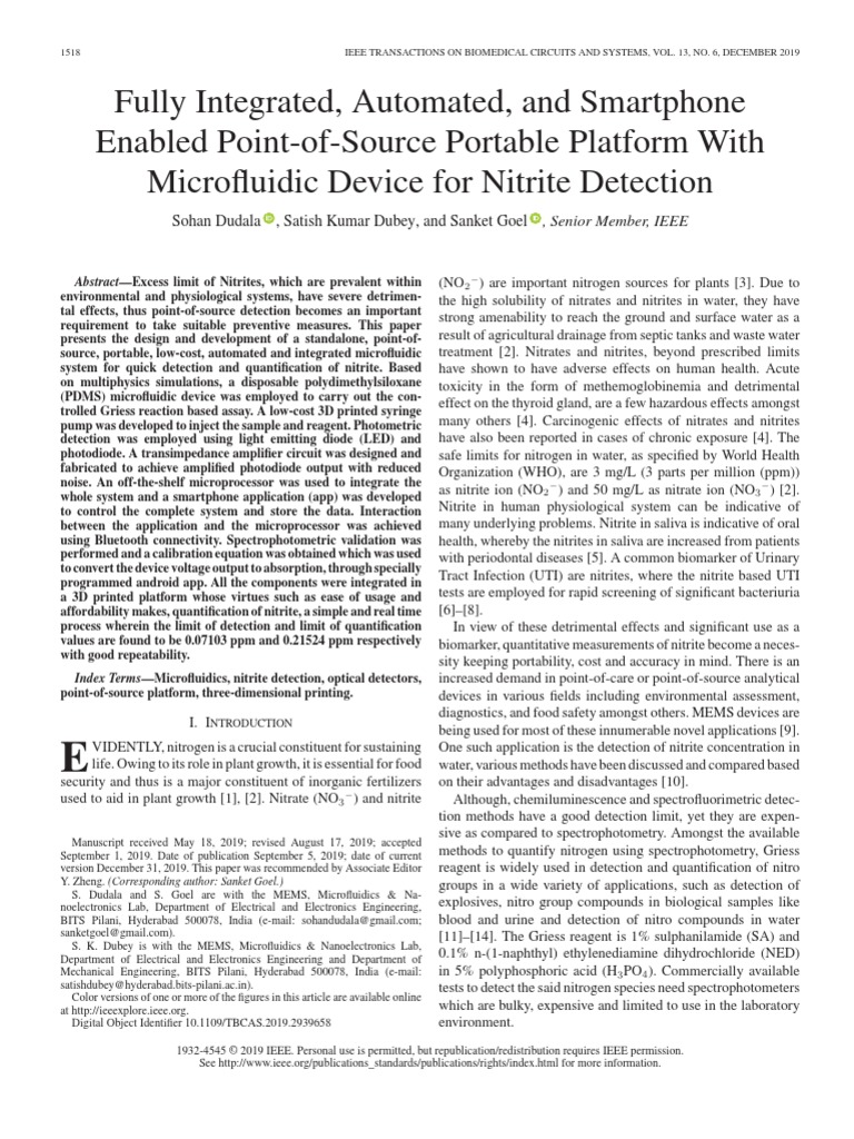 Fully Integrated, Automated, and Smartphone Enabled Point-of-Source Portable Platform With ...