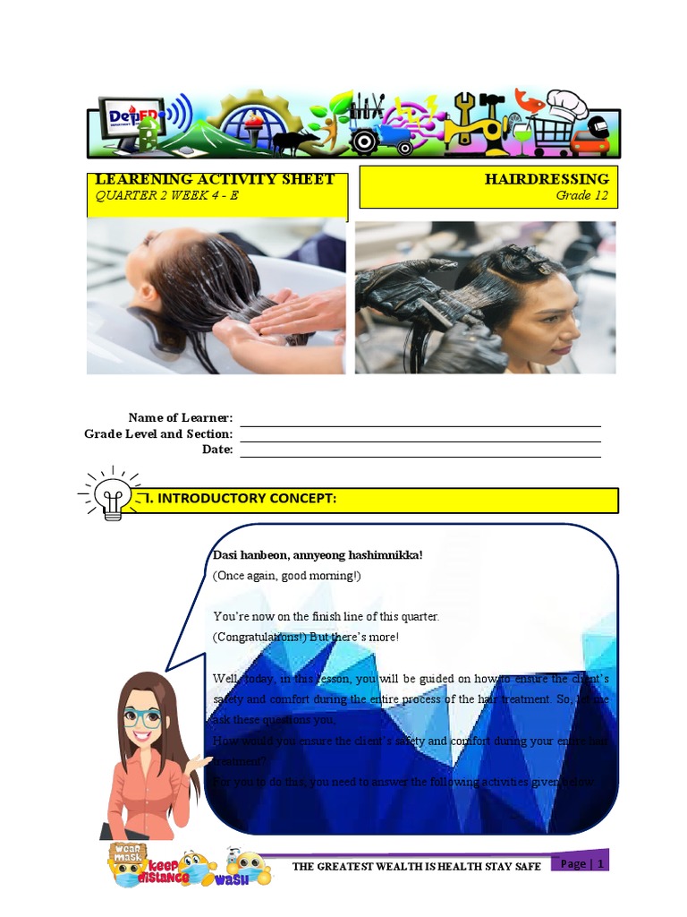 Hairdressing Learening Activity Sheet: Grade 12 Quarter 2 Week 4 - E ...