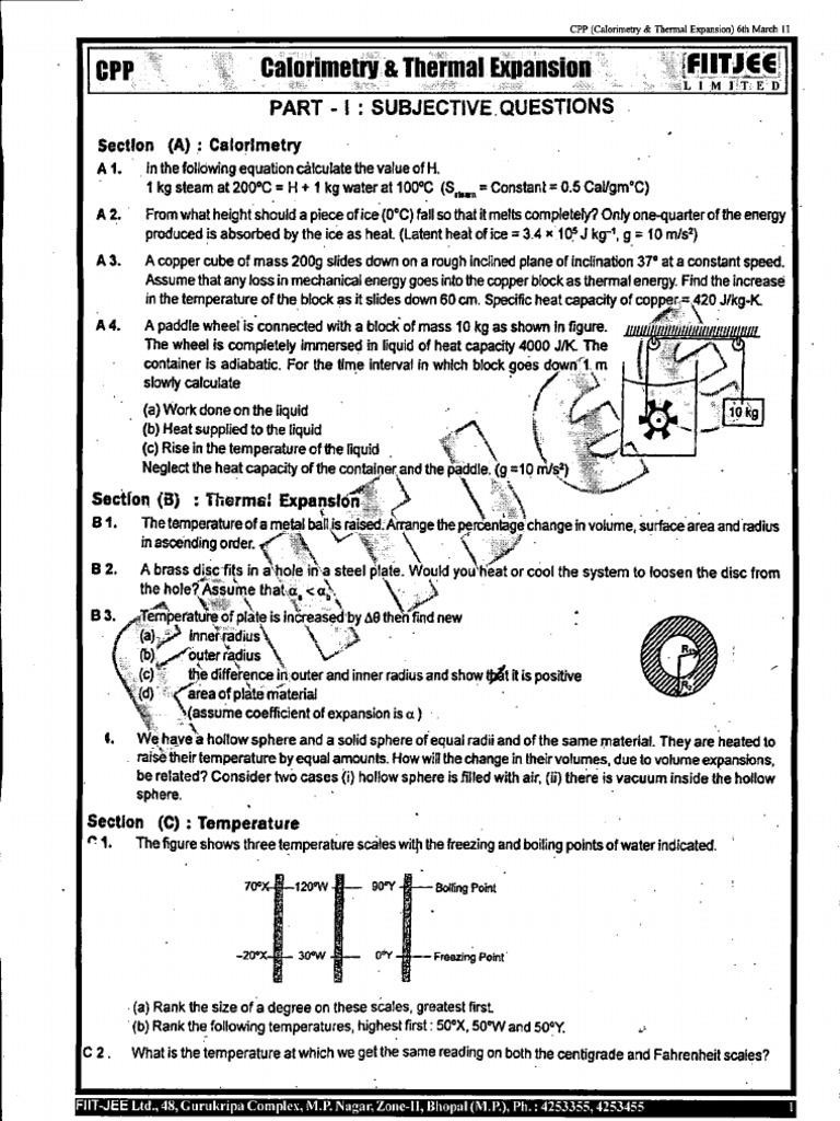 Calorimetry and Thermal Expansion Exercises | PDF | Science & Mathematics