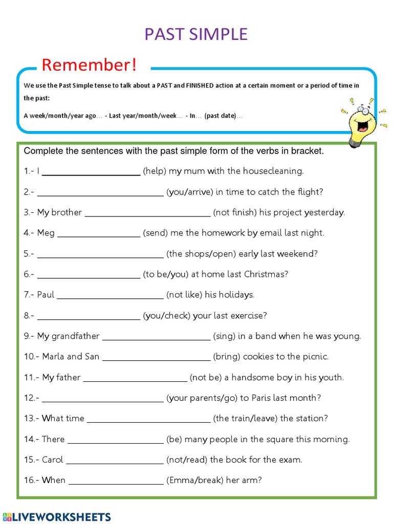 Past Tense Homework | PDF