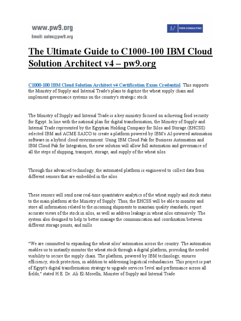 The Ultimate Guide To C1000-100 IBM Cloud Solution Architect v4 | PDF | Cloud Computing | Automation