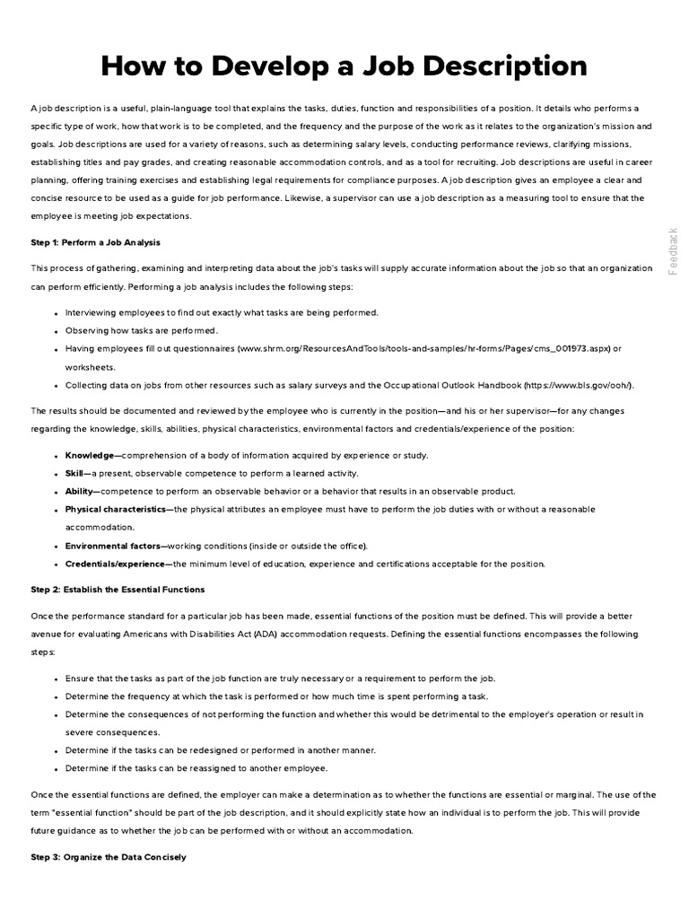 How To Develop A Job Description | PDF | Competence (Human Resources ...