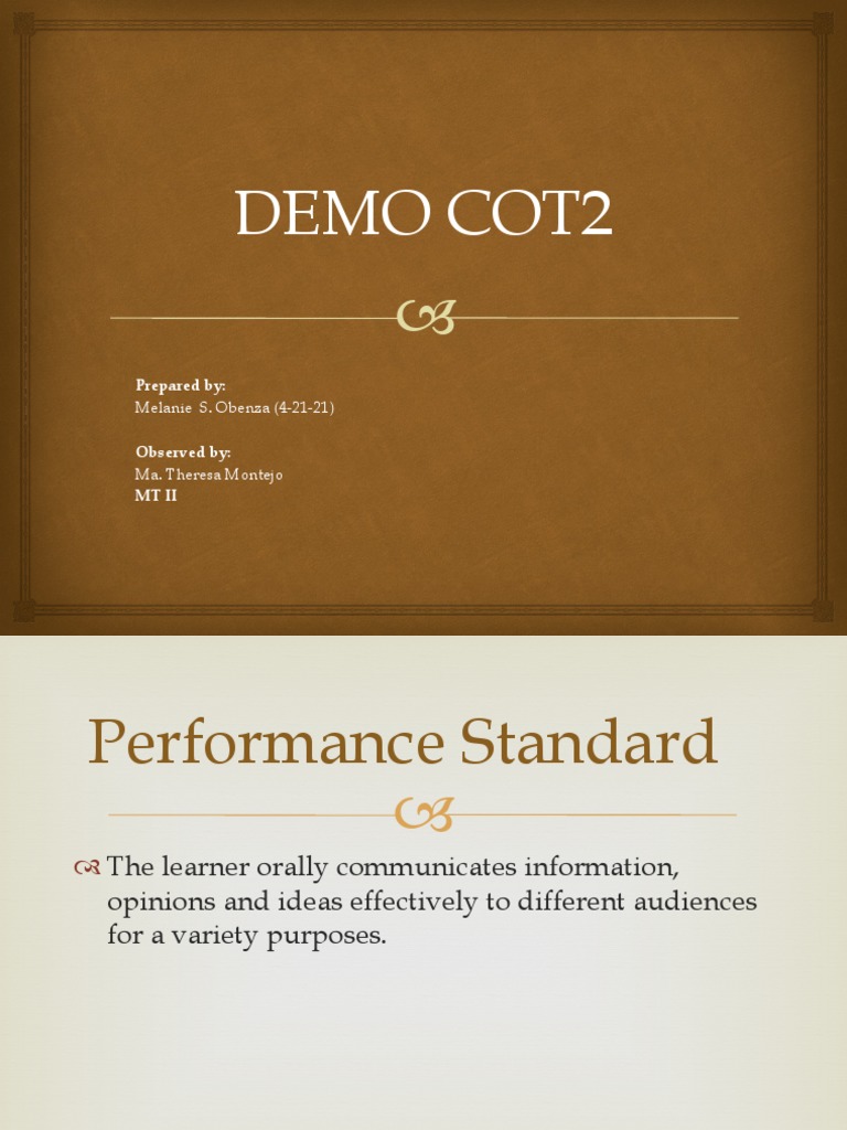 Demo Cot2: Prepared by | PDF | Narration