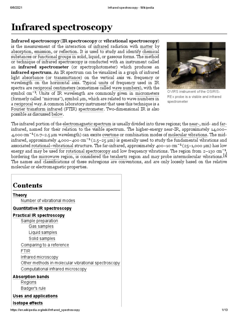 Infrared Spectroscopy - Wikipedia | PDF | Infrared Spectroscopy | Two ...
