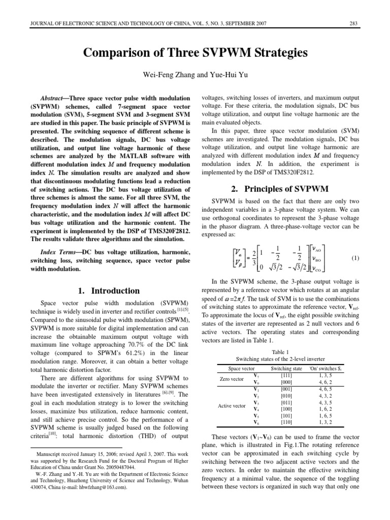 Comparison of Three SVPWM Strategies | PDF | Power Inverter | Power Electronics