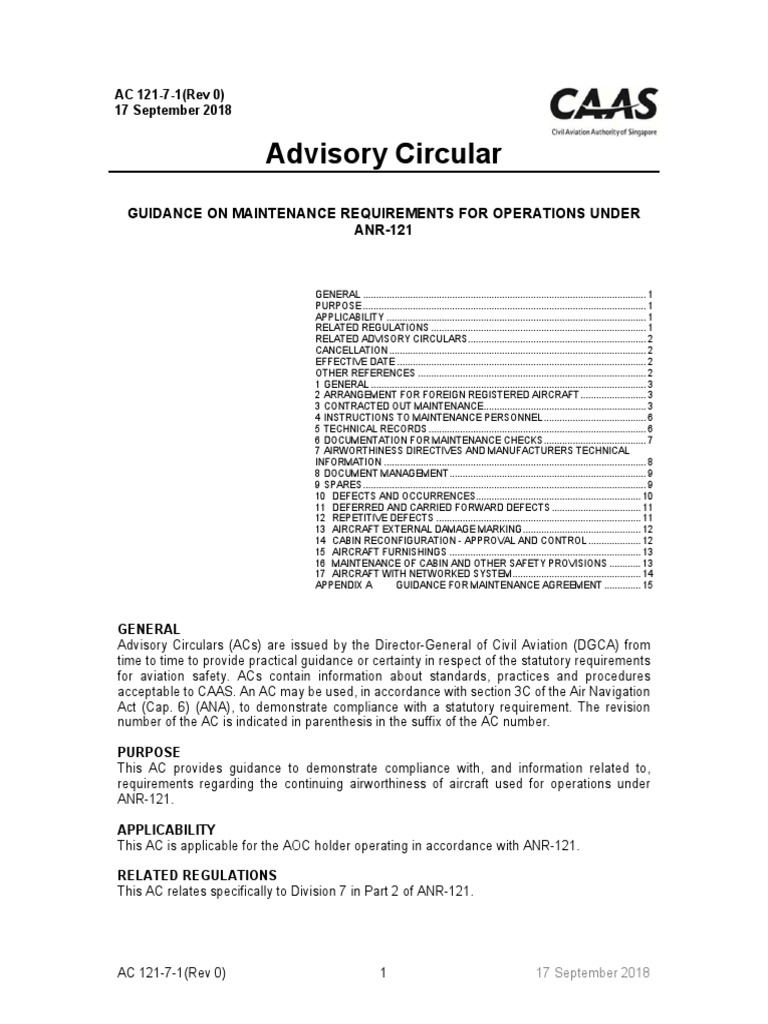 Ac121 7 1 (Rev 0) Guidance On Mainteannce Requirements For Operations ...
