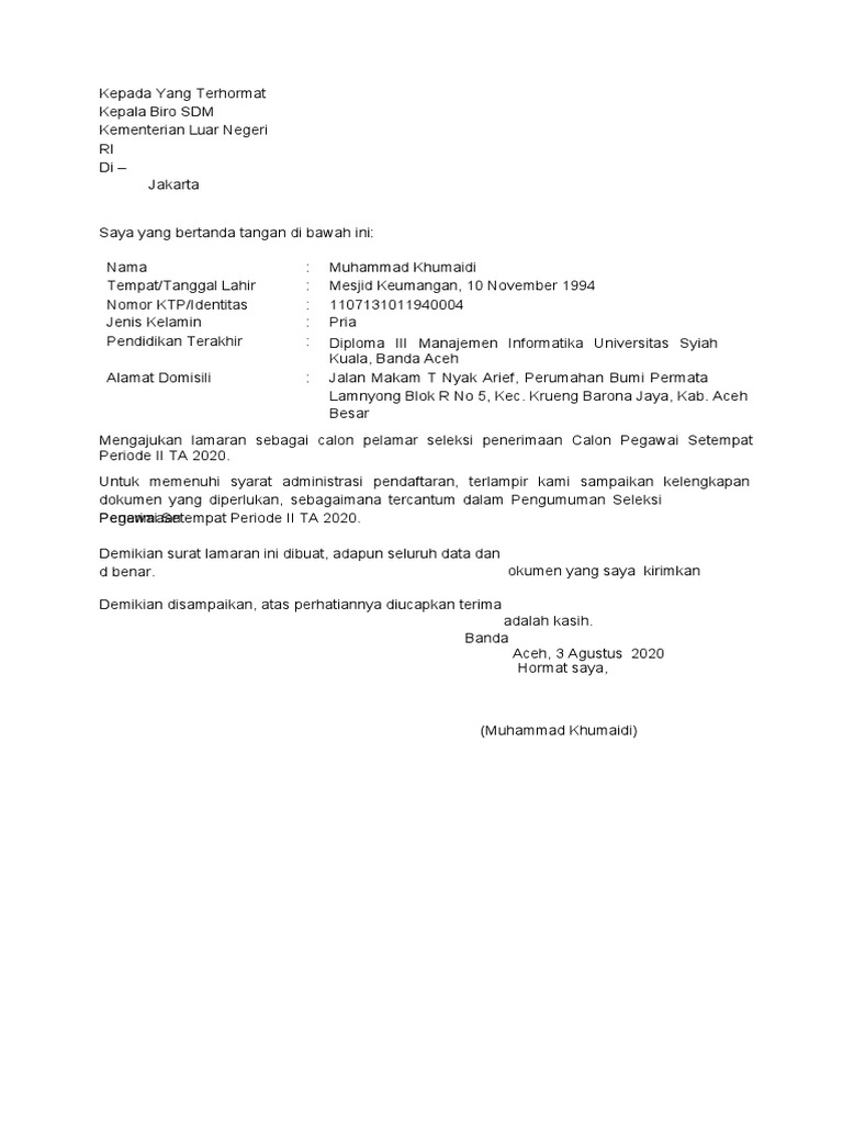 Kepada Yang Terhormat | PDF