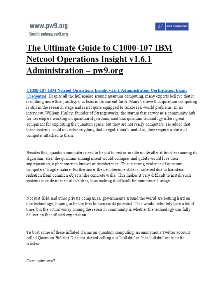 The Ultimate Guide To C1000-107 IBM Netcool Operations Insight v1.6.1 ...