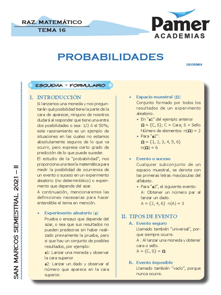 RM - Sem 16 - Probabilidades | PDF | Probabilidades y estadísticas | Science
