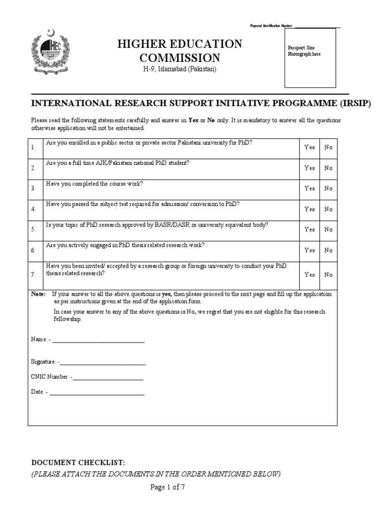 Irsip Aplication Form | Download Free PDF | Thesis | Doctor Of Philosophy